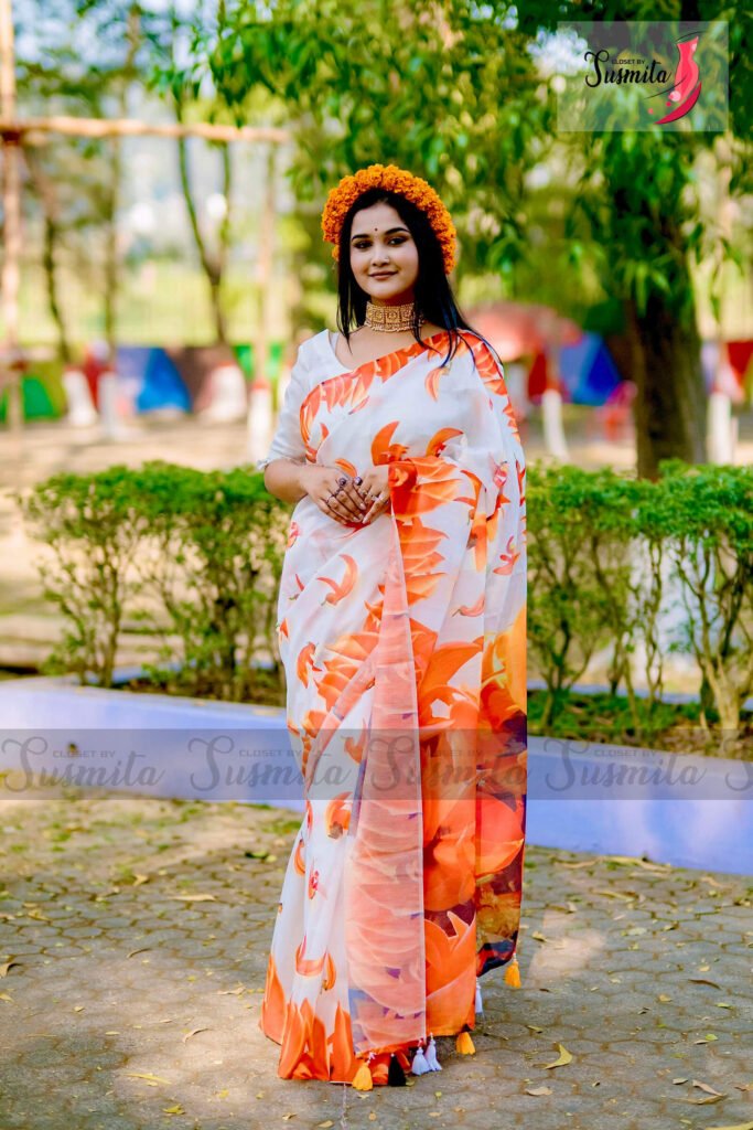 Polash Flower Saree - Closet By Susmita