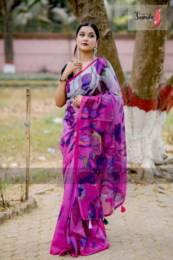 Purple pata saree - Closet By Susmita