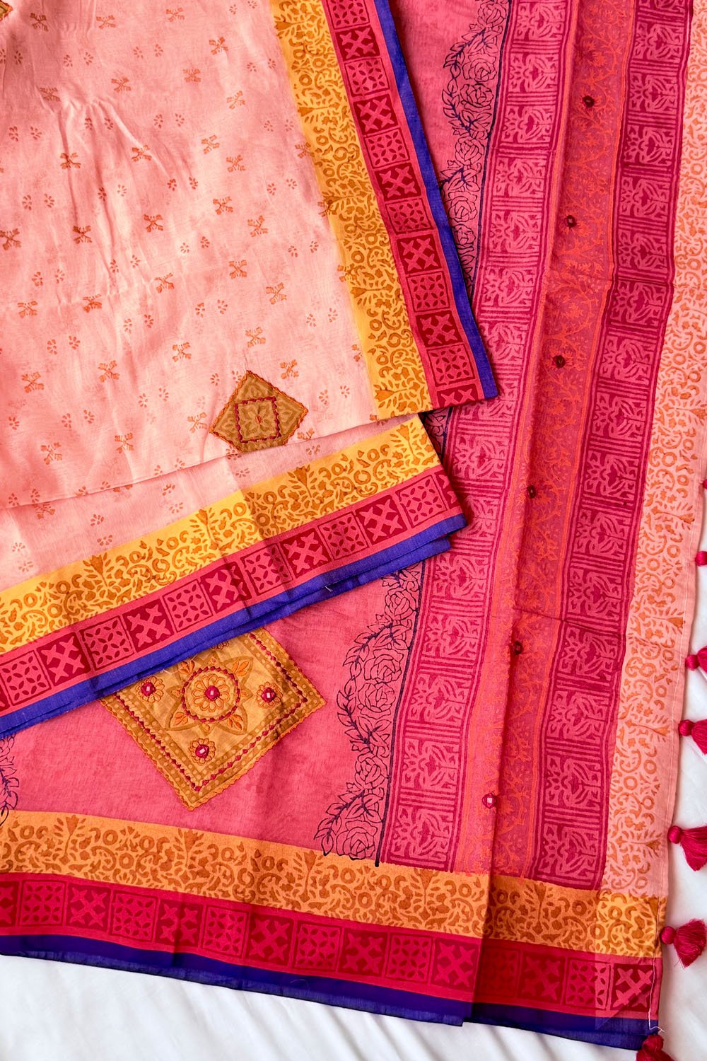 Mithay | Blockprint Embroidery Saree – Closet By Susmita