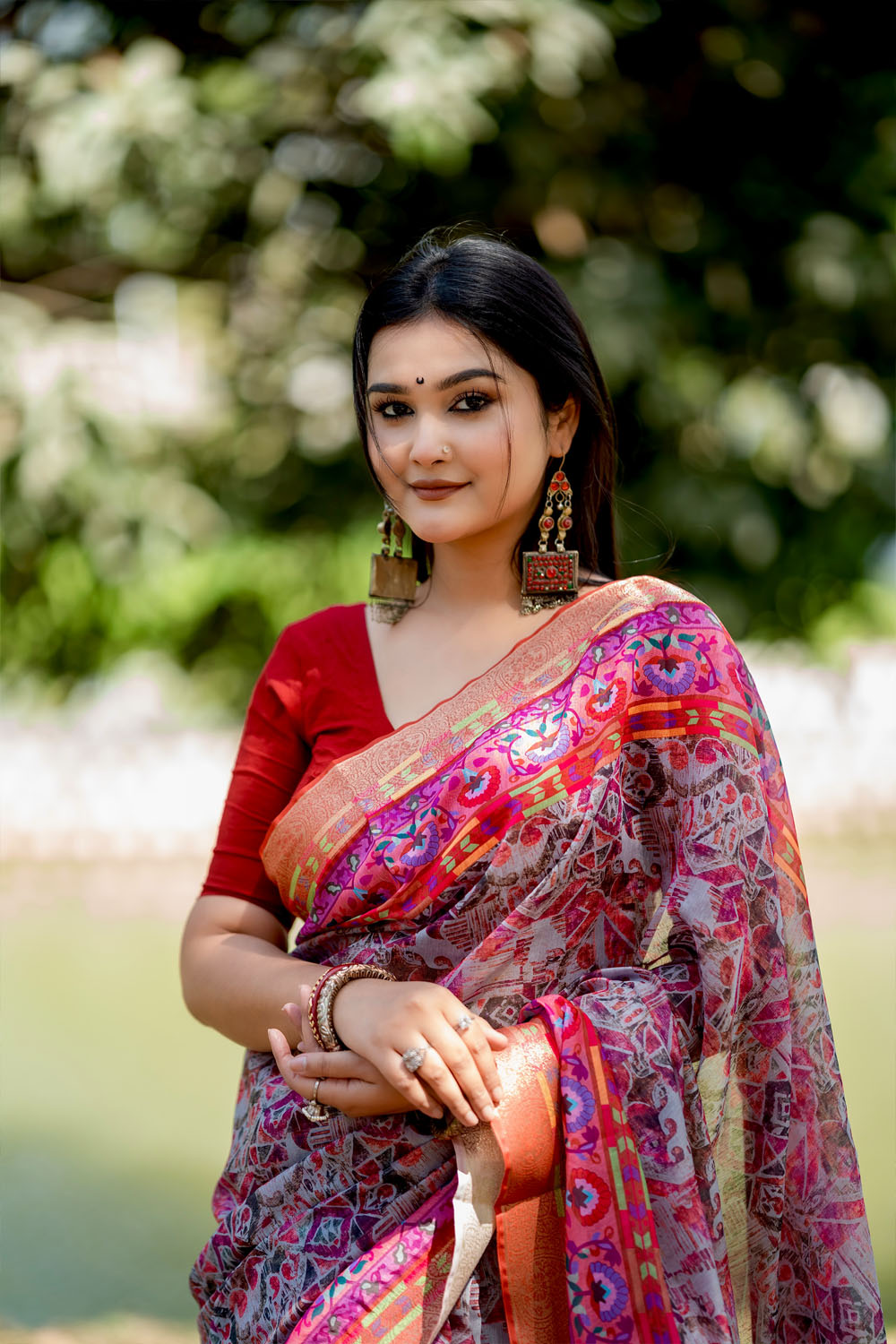 Pinkish | Katan Border Design - Closet By Susmita